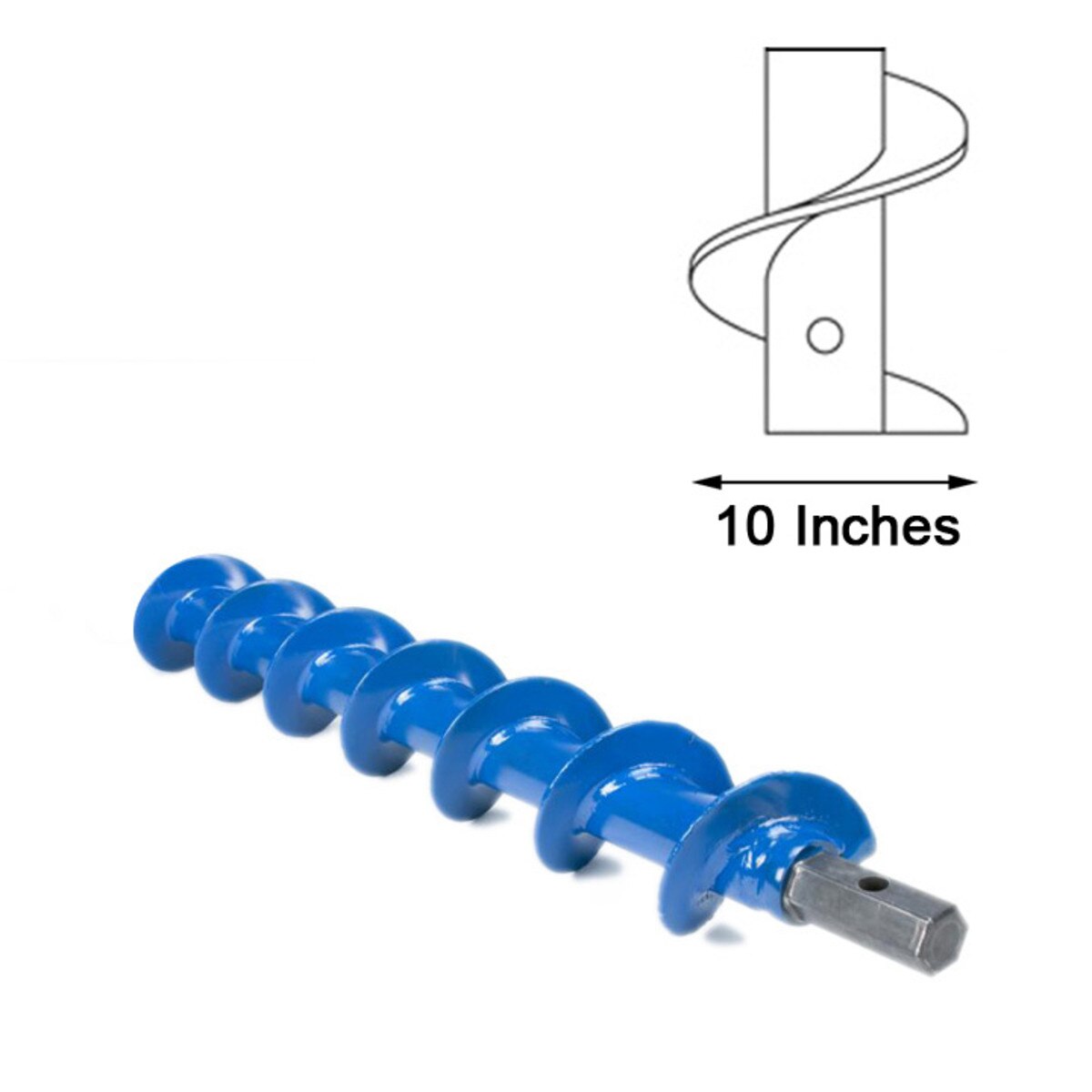 10" x 5' - Solid Stem Auger - 2" Hex Cor