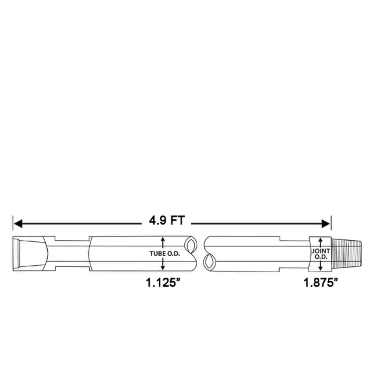JT520 1.10-5 Coarse Thread - Ditch Witch® Drill Rod