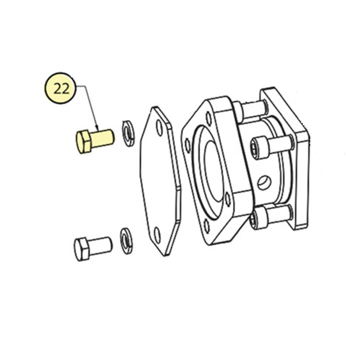 E0413 Series Piston Pump - Power End Cap Screw Connection Flange